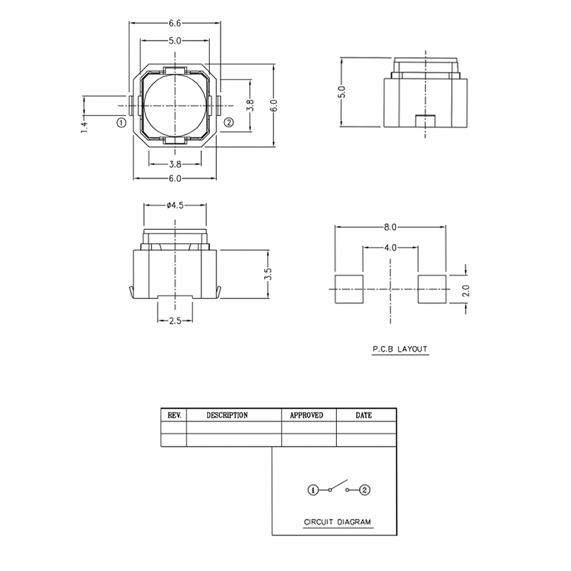 Best SKPMAPE010 6*6 silent tact switch EOPASACIA push button tactile ...