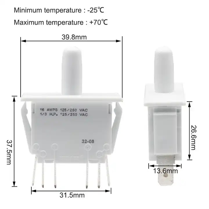 Best 6 Pin Door Closed Switch 16 AMPS 125/250VAC 1/3 H.P. 125/250AVC ...