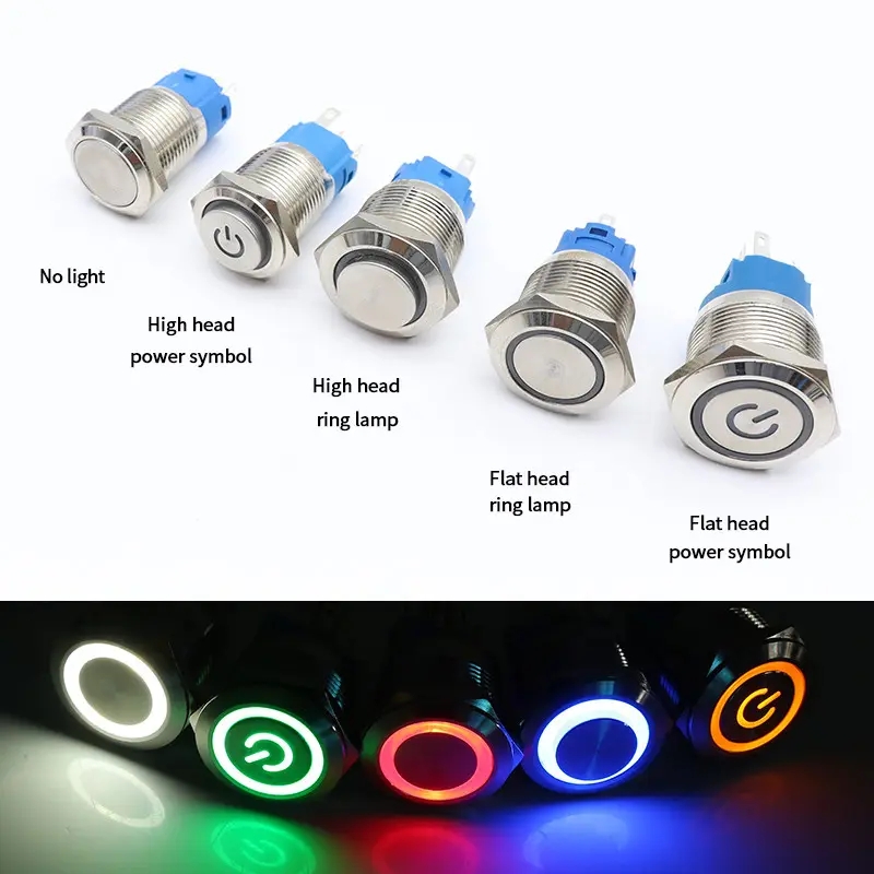 Best 12/16/19/22mm Metal push button switch 5v 12v 24v 220v waterproof ...