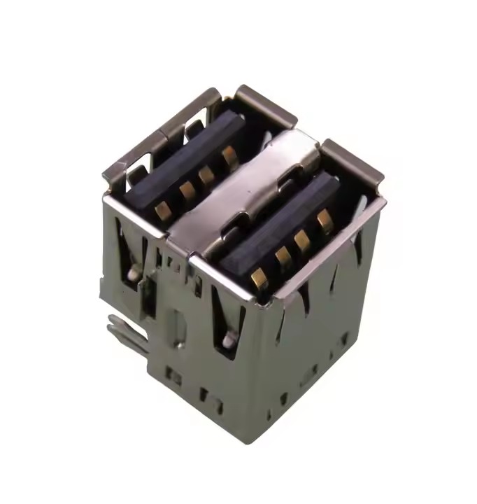 Best USB Type A Dual Port 8Pin 180 Degree Angle Female Socket PCB Mount ...